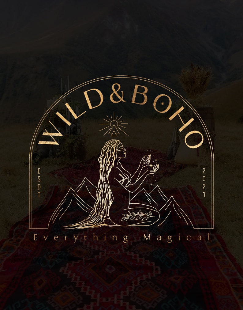 WILD & BOHO 34 Eclectic Minimal Logo Design goddess - Etsy