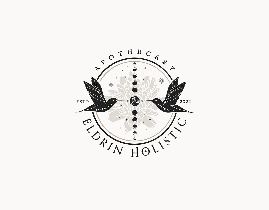 Eclectic Holistic Logo Design: Hummingbird, Flower, Chakras | 52 | - Etsy