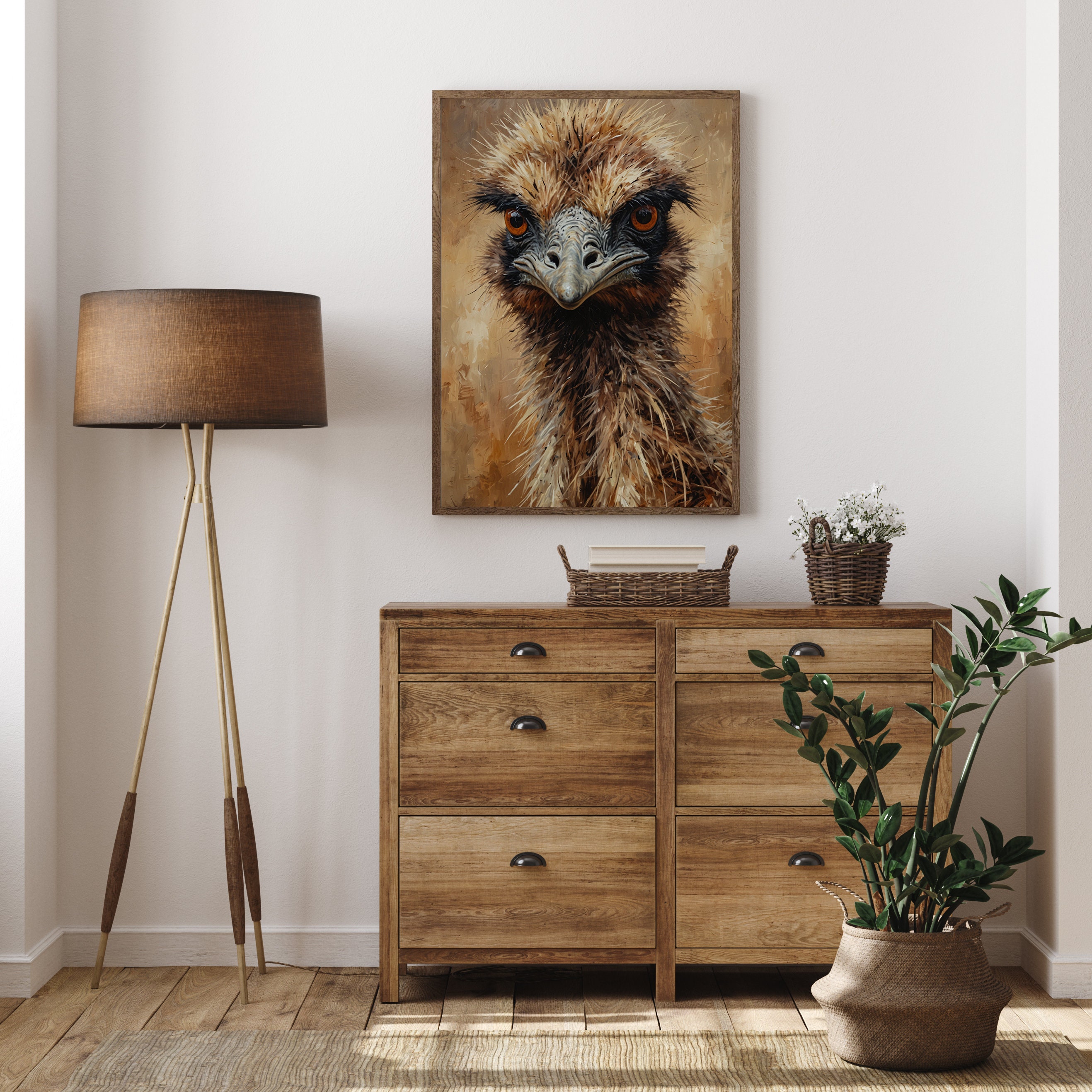 Vintage Emu Portrait Oil Painting, Printable High Quality Wall Art ...