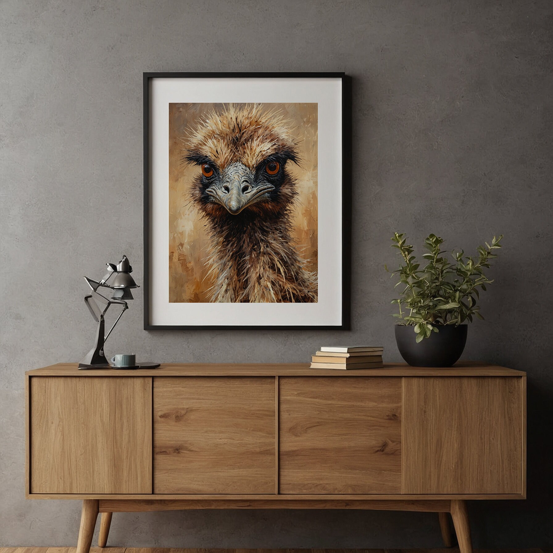 Vintage Emu Portrait Oil Painting, Printable High Quality Wall Art ...