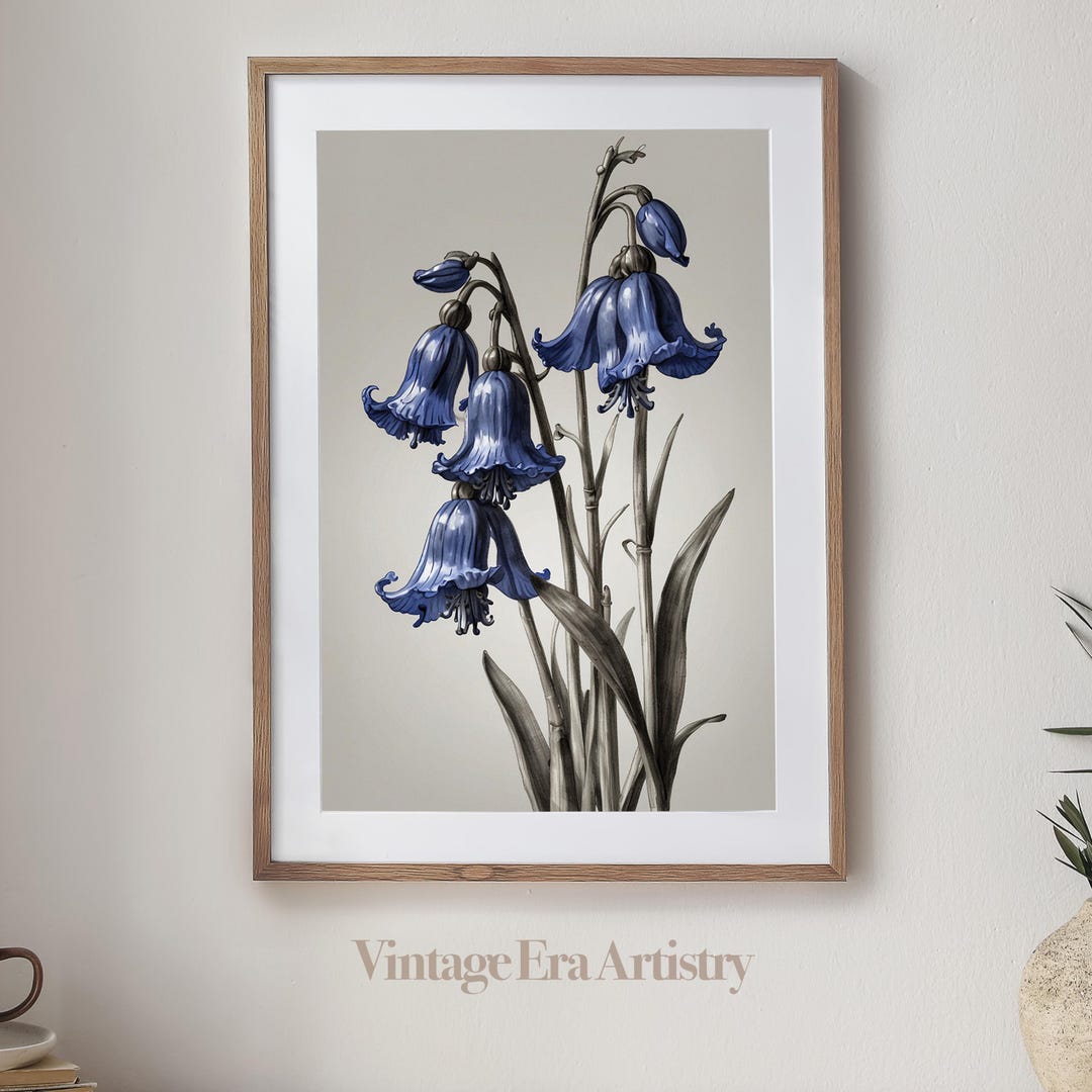 Vintage Bunch of Bluebell Flowers Sketch, Illustration, High Quality ...