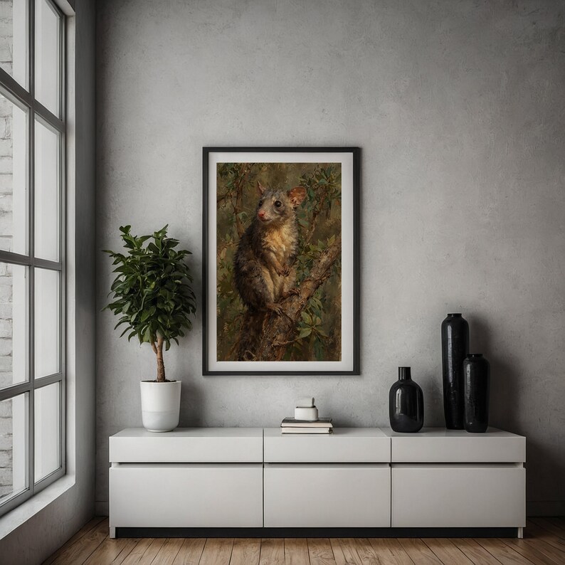 Vintage Possum Oil Painting, Printable High Quality Wall Art, Digital ...