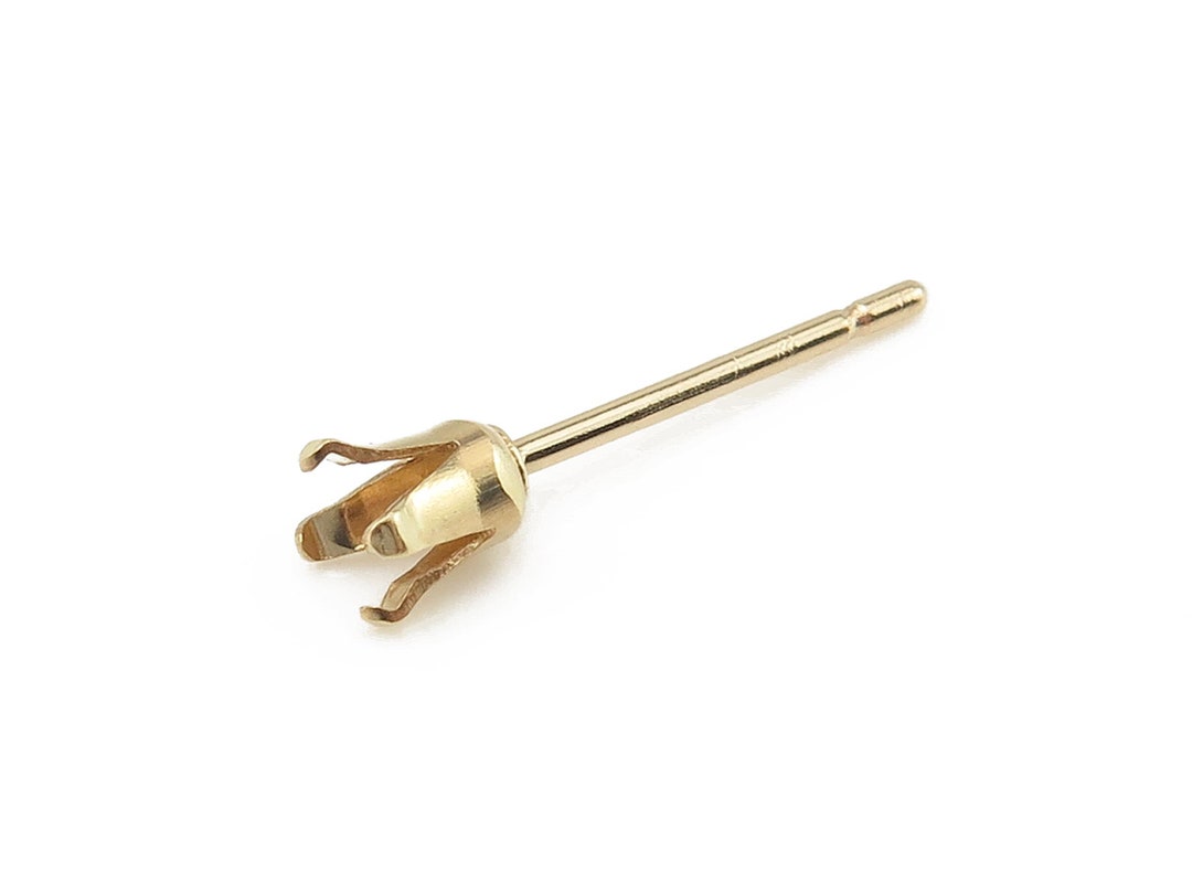 PAIR Gold Filled 3mm Snap Setting Ear Post - Etsy