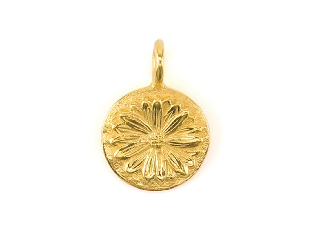 Gold Vermeil Daisy Charm 13mm - Etsy