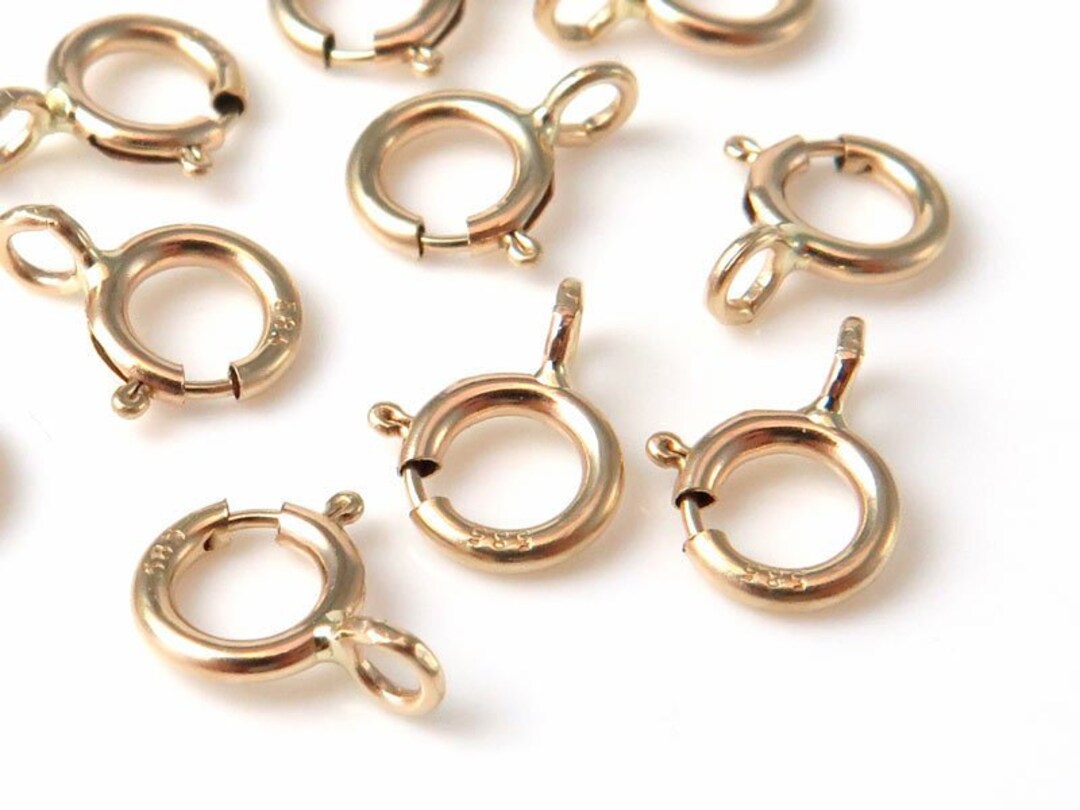 14K Gold Spring Ring Clasp W/open Ring 5mm ~ 1 Piece - Etsy