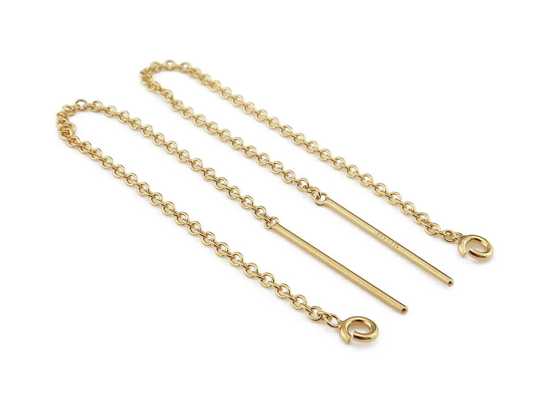Gold Filled Ear Threader With Ring ~ PAIR - Etsy