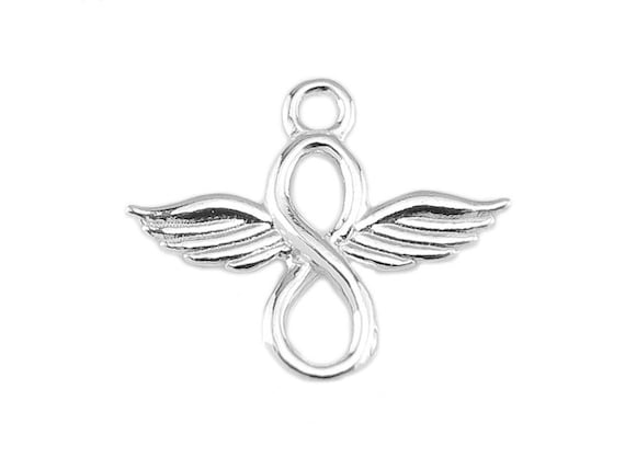 Sterling Silver Angel Wings Infinity Pendant 15mm | Etsy UK