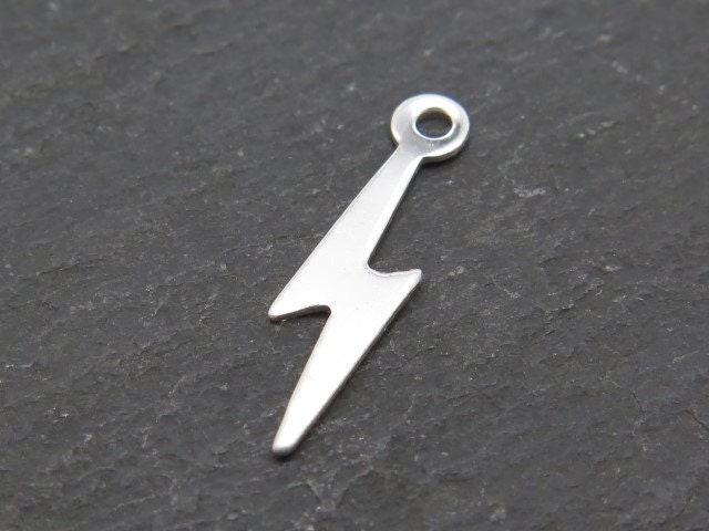 Sterling Silver Lightning Bolt Charm 14mm | Etsy