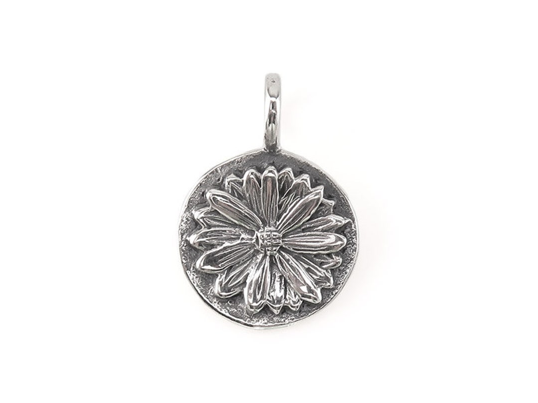 Sterling Silver Daisy Charm 13mm - Etsy UK