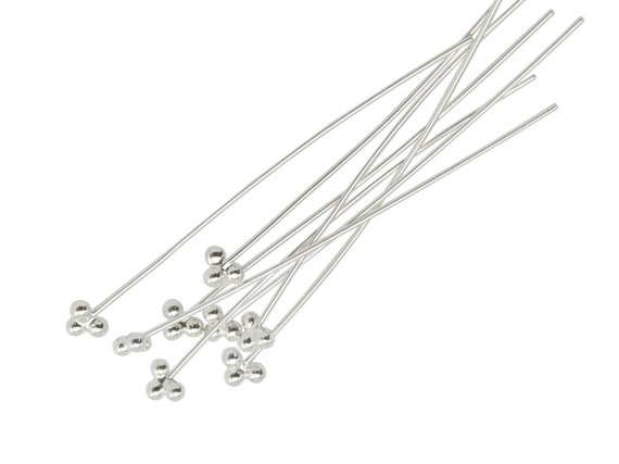 Sterling Silver Fancy Head Pin 24 gauge 1.5 Pack of 10
