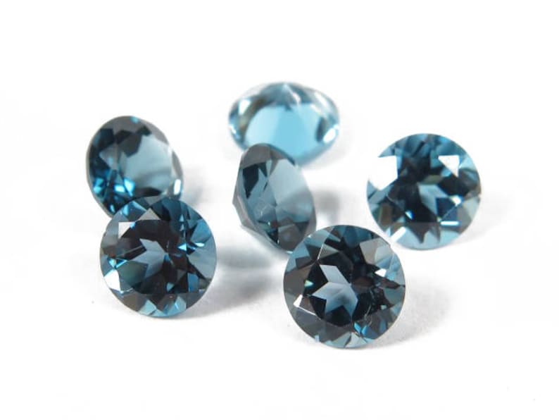 London Blue Topaz Faceted Round Gemstone ~ Various Sizes - Etsy