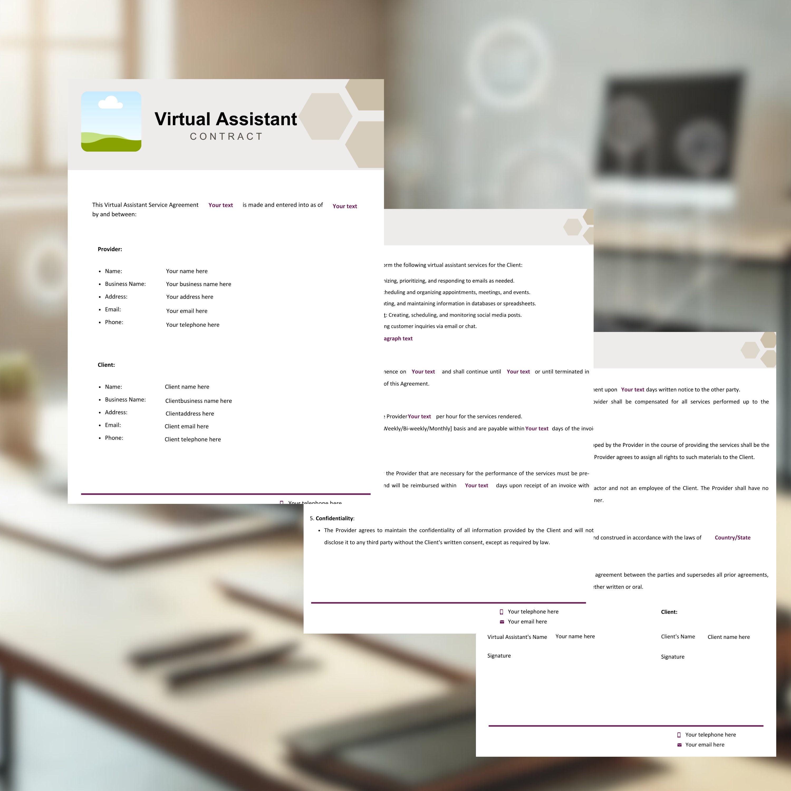 Editable and Printable Virtual Assistant Bundle | Customizable Client ...