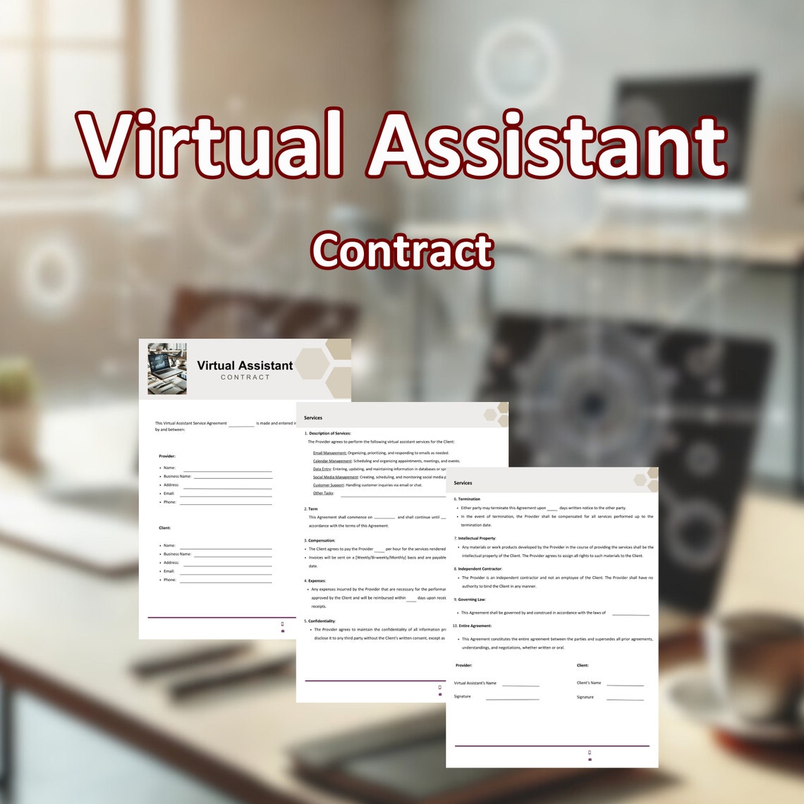 Editable and Printable Virtual Assistant Bundle | Customizable Client ...