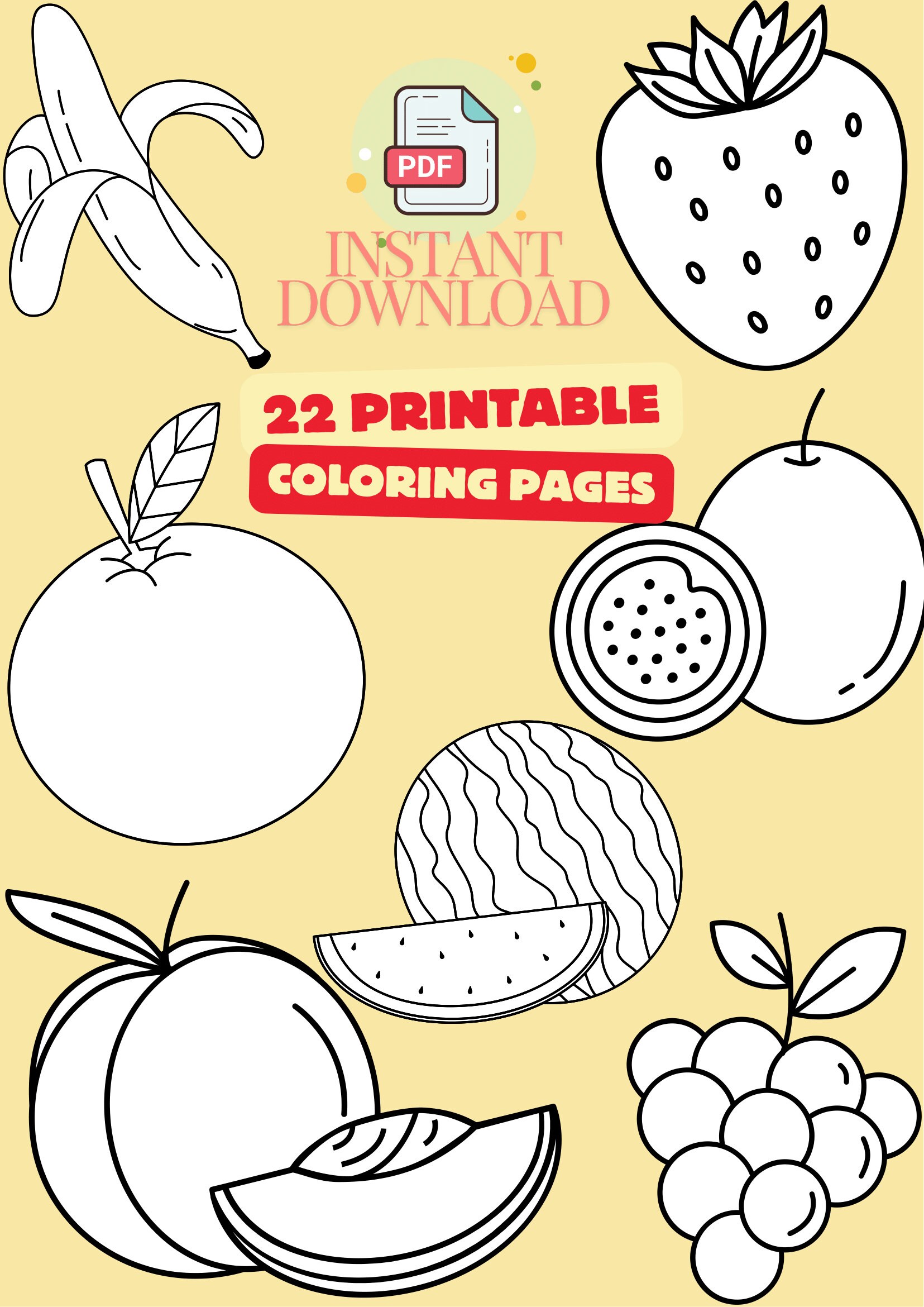 Fruits Coloring Book for Children - Etsy