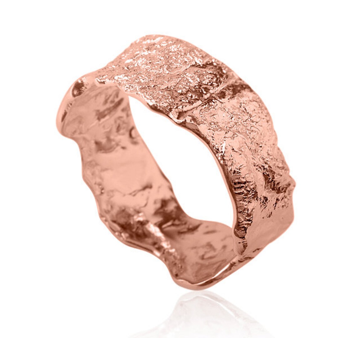 Rough Ring , Classic Wedding Ring , 14k Rose Gold Wedding Band, Modern ...