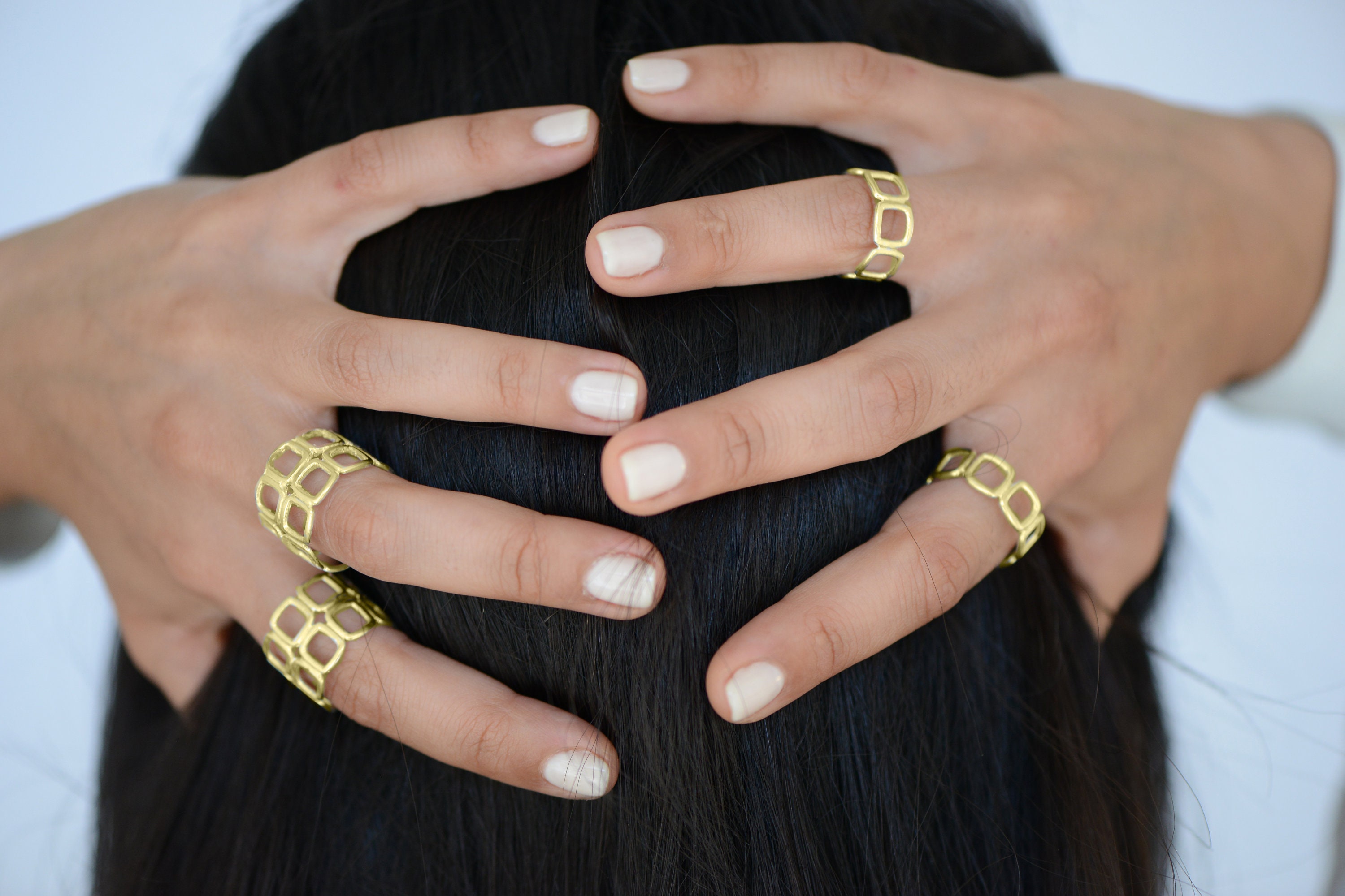 14K Gold Squares Ring, Modern Ring, Geometric Gold Ring, Everyday Ring ...