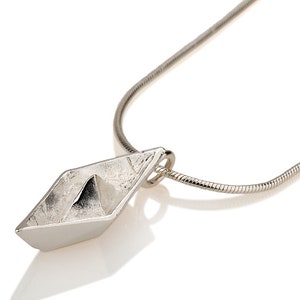 Origami Boat Pendant, Silver Origami Boat Necklace, Origami Ship Silver ...