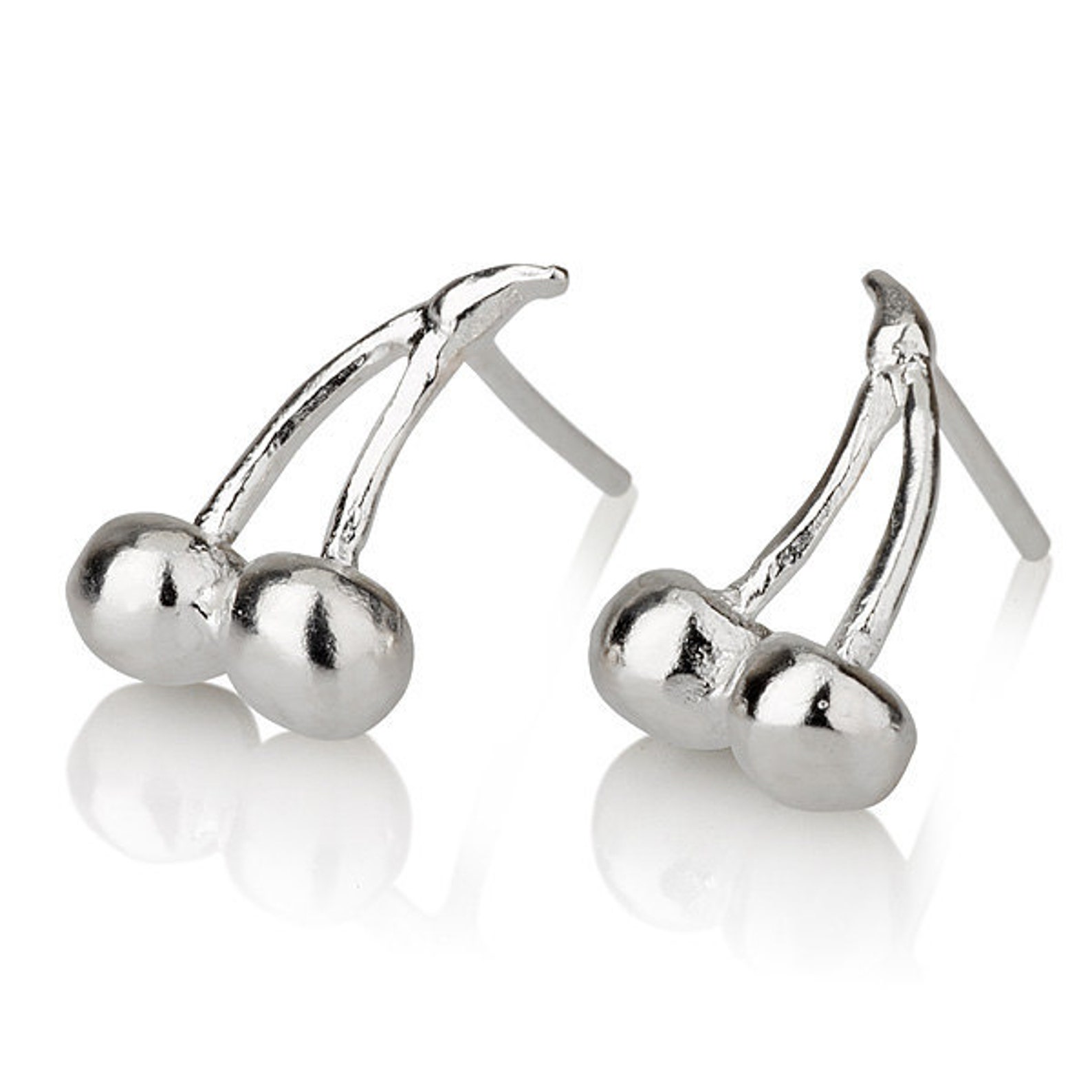 Cherries Earrings, Cherries Silver Earrings,tiny Sterling Silver Cherry ...