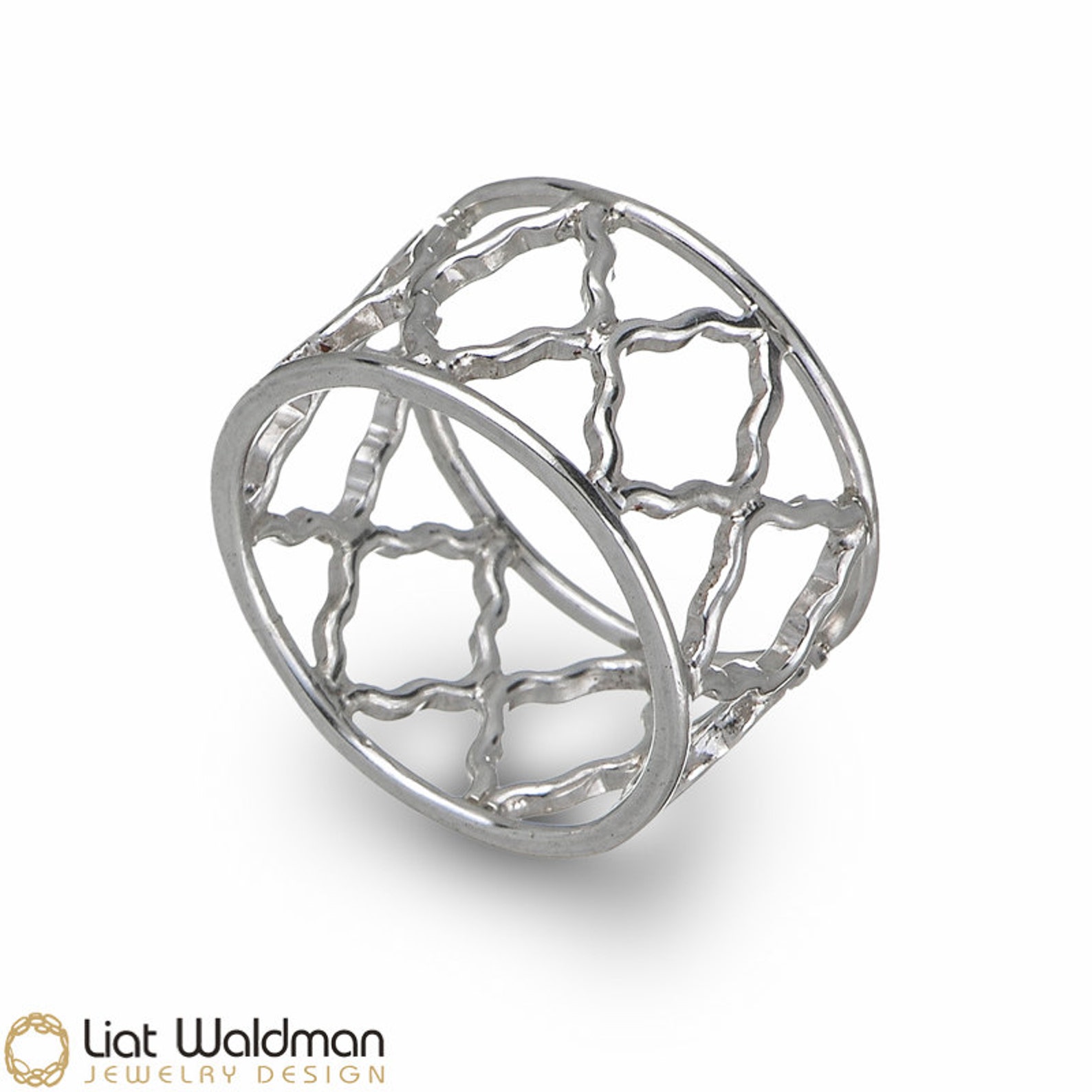 Silver Israeli Bars Ring, Delicate Woman Ring, Special Design Geometric ...