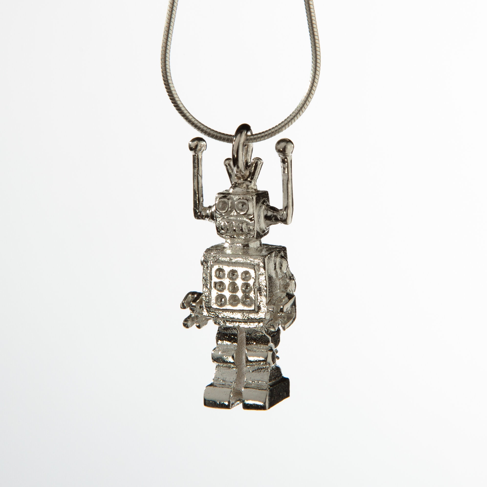 Silver Robot Pendant Charmrobot Pendant Silver - Etsy