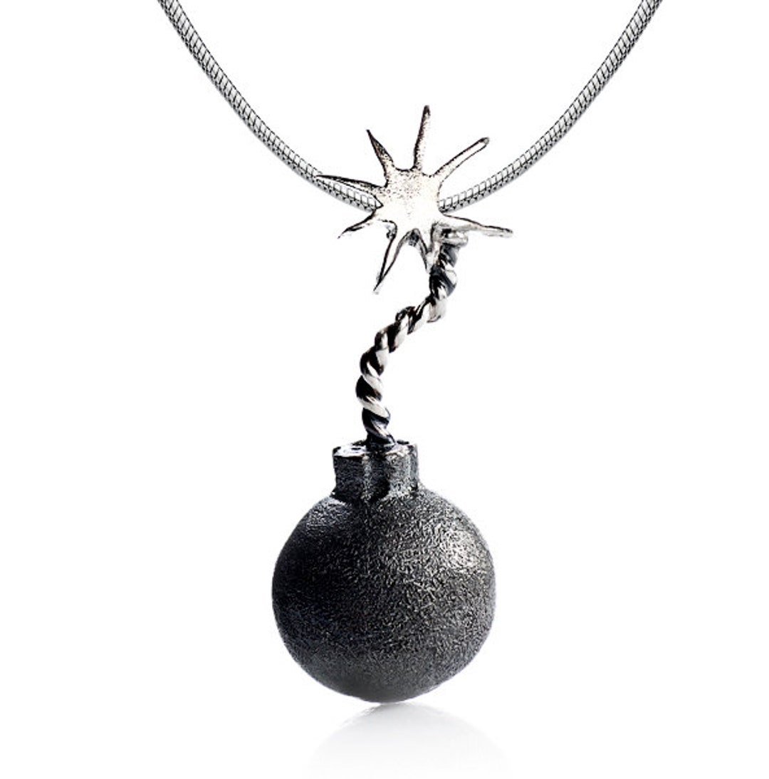 Bomb Pendant Necklace,blackened Silver Necklace, Hipster Jewelry ...
