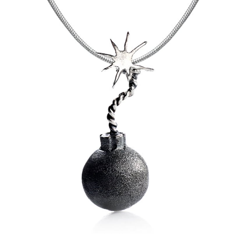 Bomb Pendant Necklaceblackened Silver Necklace Hipster - Etsy