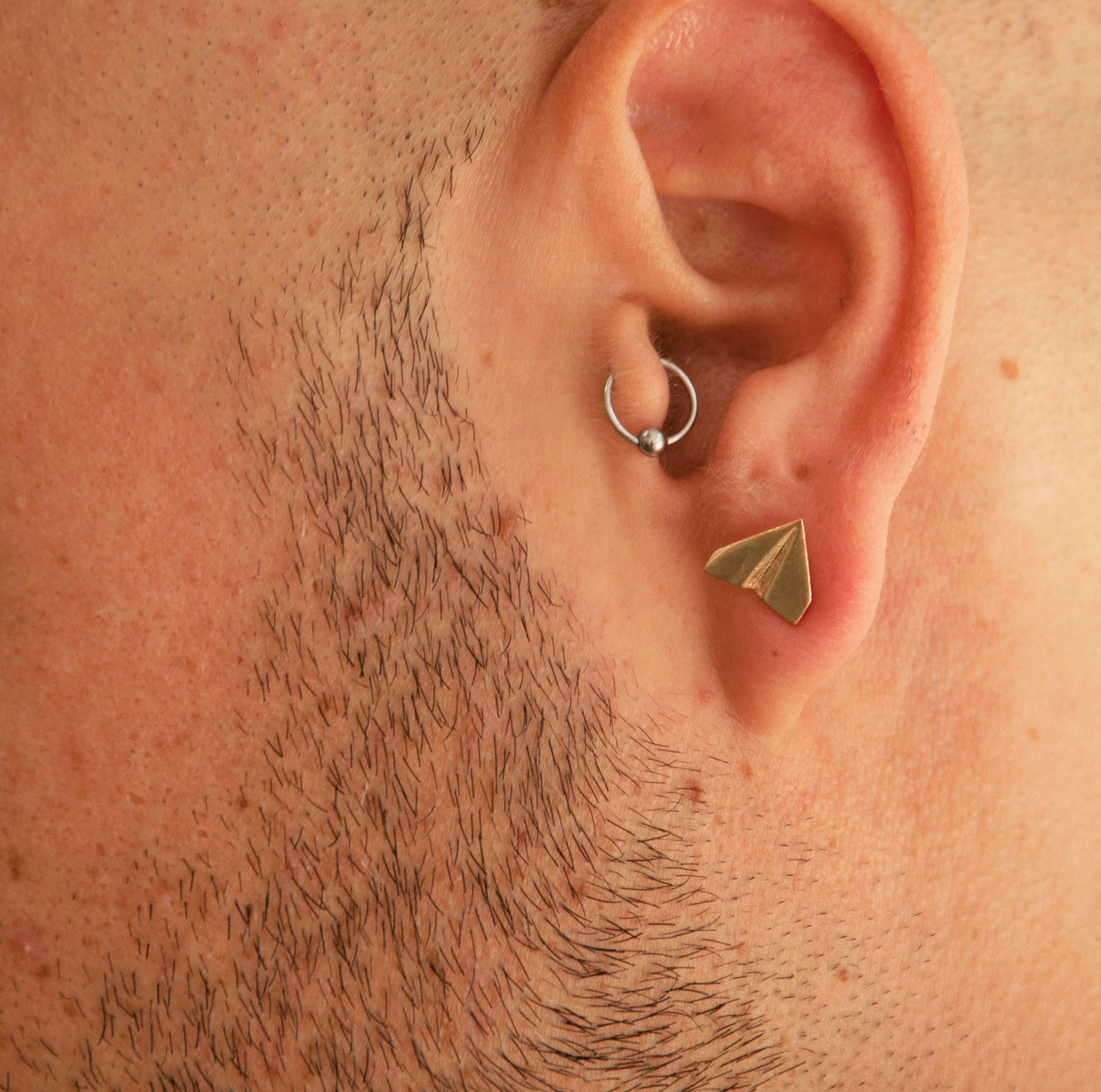 Airplane Stud Earrings Origami Paper Plane earrings 14k rose | Etsy