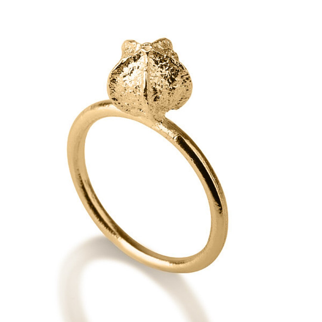 Flower Bud Ring , 14K Gold Floral Ring , Nature Ring , Unique Ring ...