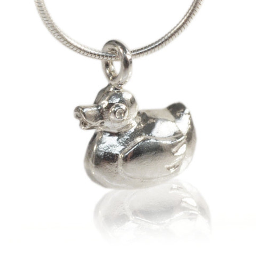 Rubber Ducky Silver Pendant, Rubber Duck Charm, Silver Duck Necklace ...