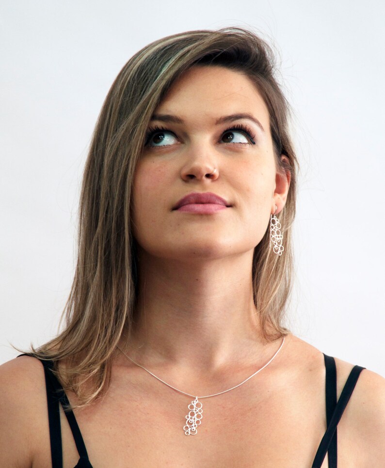 Bubbles Silver Pendantsterling Silver Circles Pendantbubbles - Etsy