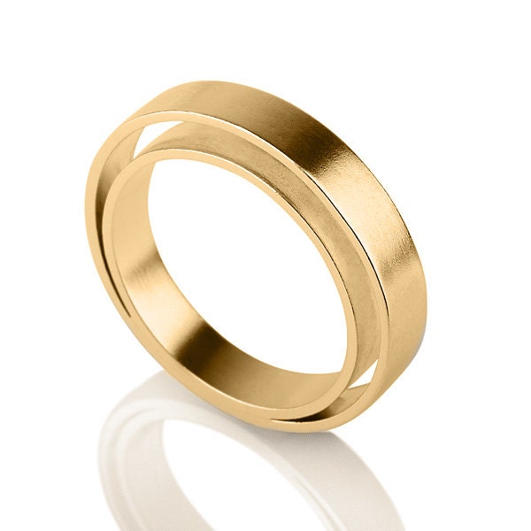 14K Gold Double Ring , Unique Gold Ring , Duplication Ring , Elegant ...
