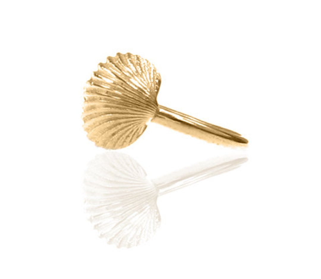 Shell Ring,14 Karat Gold Sea Shell Ring, Sea Ocean Woman Ring, Beach ...
