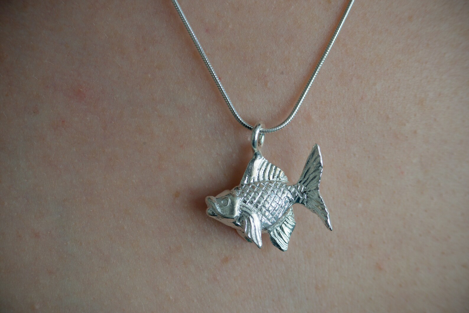 Goldfish Silver Pendant, Gold Fish Silver Charm Necklace, Silver Fish ...