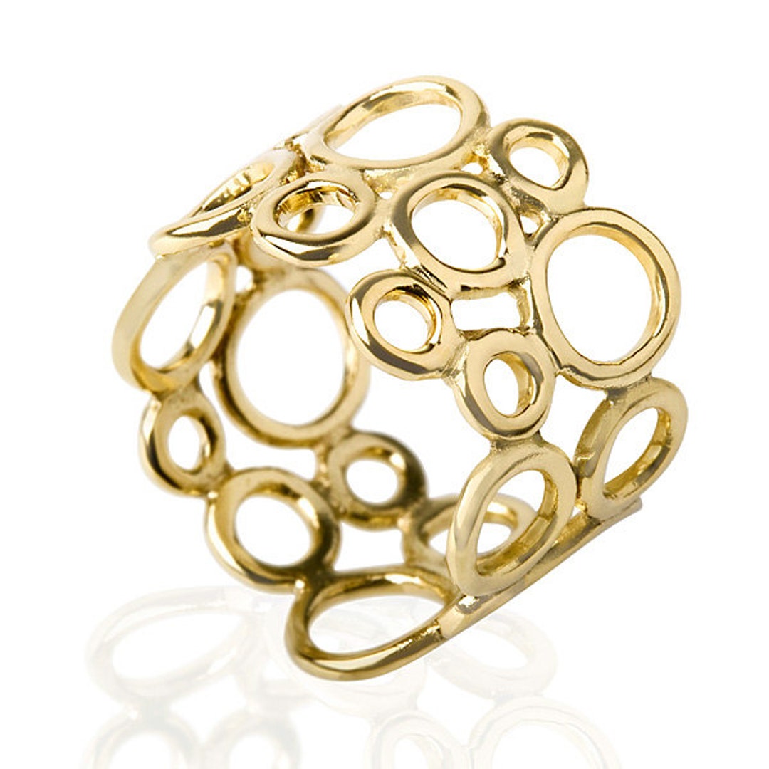 Gold Bubble Ring 14k Gold Circle Ring Wide Ring 14k Yellow - Etsy