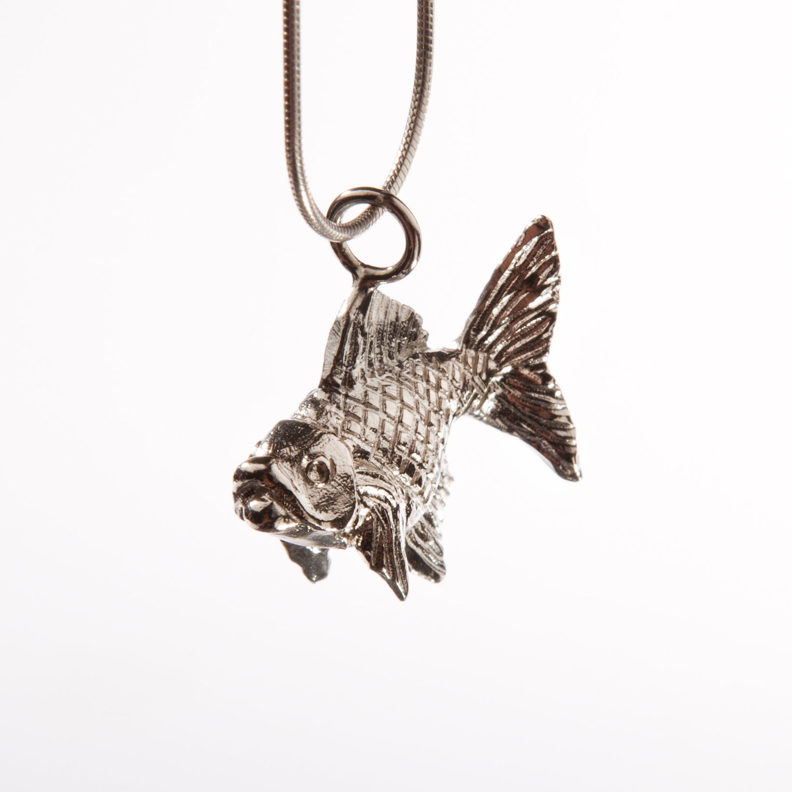 Goldfish Silver Pendant, Gold Fish Silver Charm Necklace, Silver Fish ...
