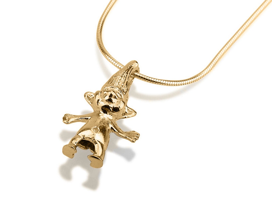 Gold Dwarf Pendant, 14K Gold Dwarf Charm,dwarf, 3D Dwarf Jewelry,garden ...