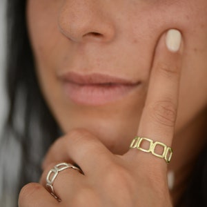 Square Ring, Sterling Silver Squares Ring, Modern Square Ring, Open ...