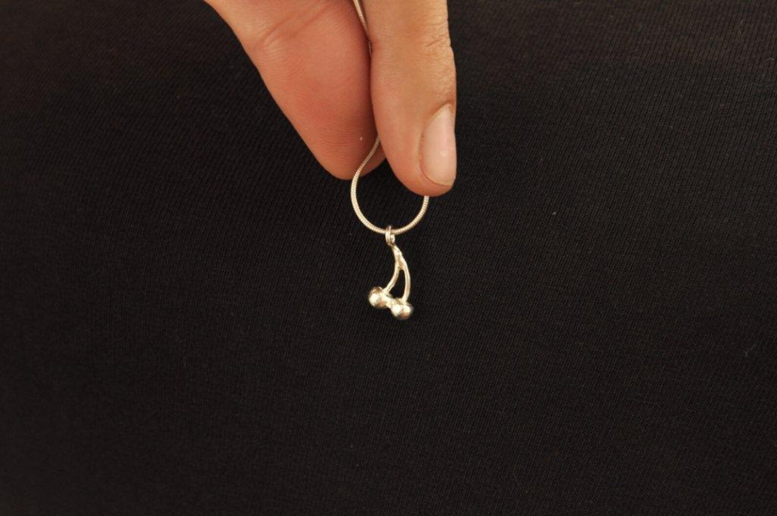 Cherry, Small Cherry Gold Pendant Necklace,fruit Necklace,gold Cherry ...