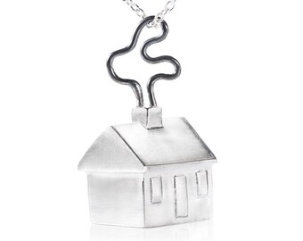 Sterling Silver Necklace Home is Where the Heart Is. - Etsy