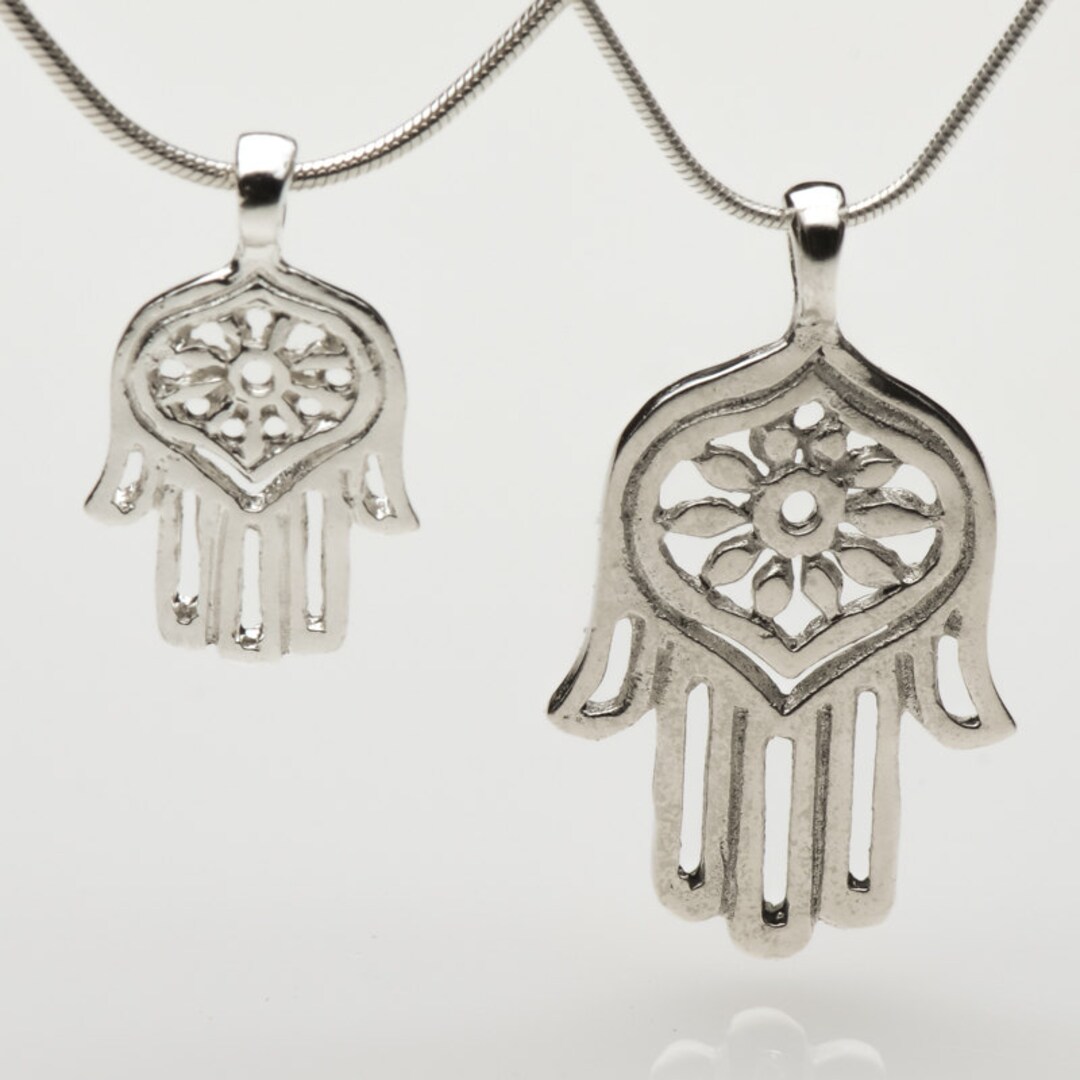 Large Hamsa Necklace,sterling Silver Hamsa Pendant Necklace,evil Eye ...