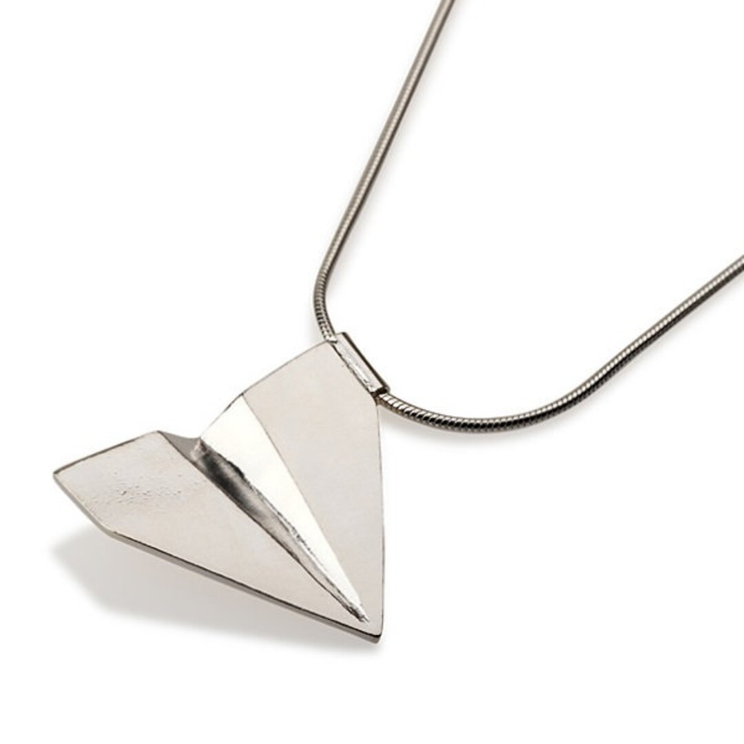Origami Airplane Necklace, Silver Paper Plane Pendant, Paper Plane ...