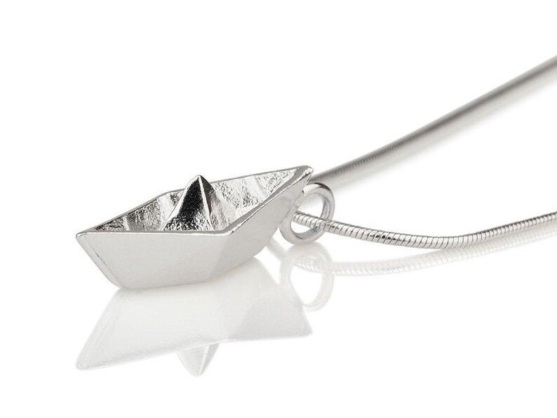 Origami Boat Pendant, Silver Origami Boat Necklace, Origami Ship Silver ...