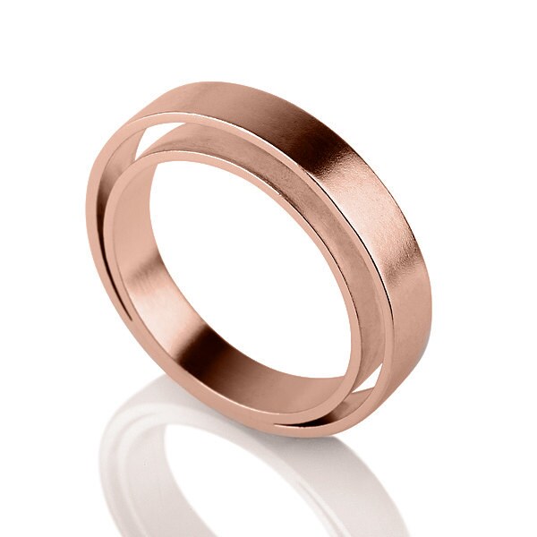 14K Gold Double Ring , Unique Gold Ring , Duplication Ring , Elegant ...