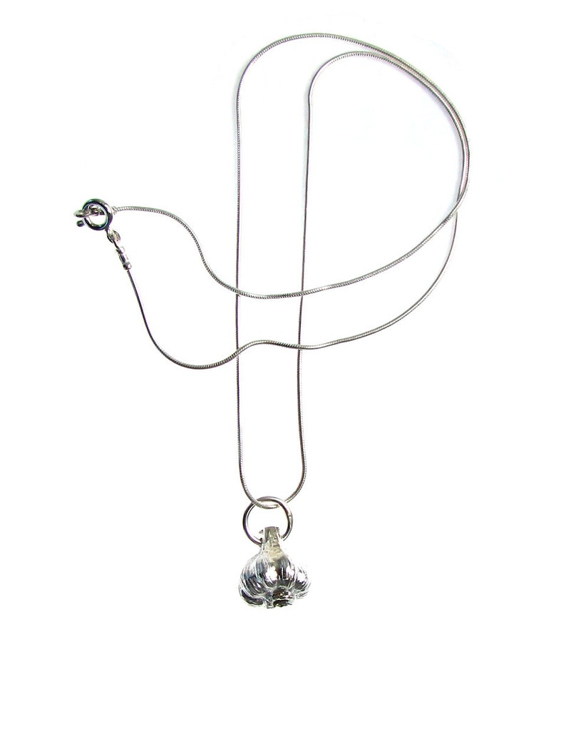 Garlic Silver Charm, Garlic Necklace, Garlic Bulb Pendant, Garlic ...