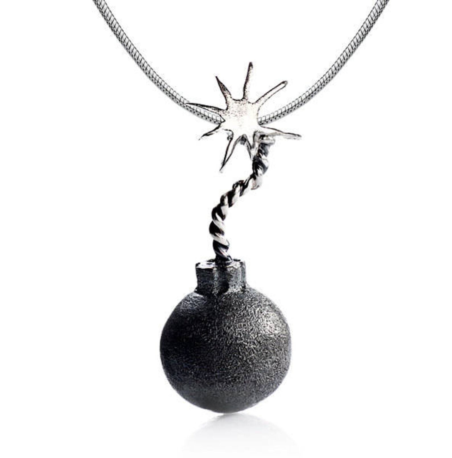 Bomb Pendant Necklace,blackened Silver Necklace, Hipster Jewelry ...