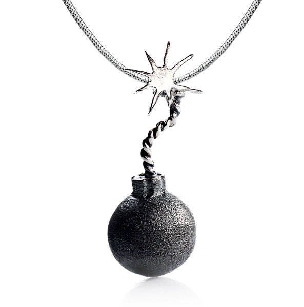 Bomb Pendant Necklace,blackened Silver Necklace, Hipster Jewelry ...