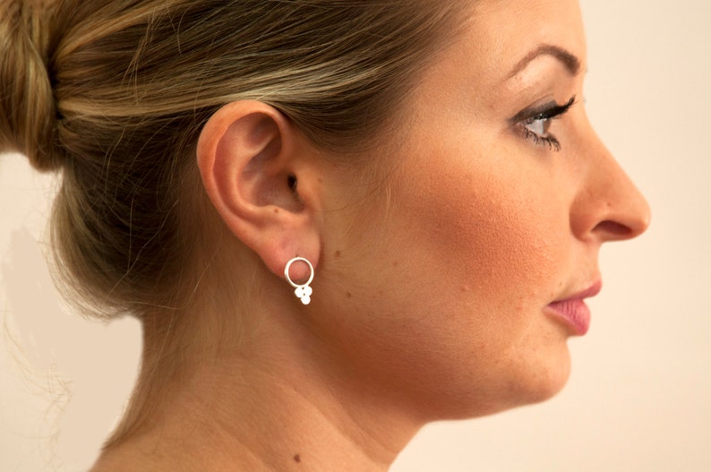 Plus Gold Stud Earrings 14k Gold Circles Earrings Triple - Etsy