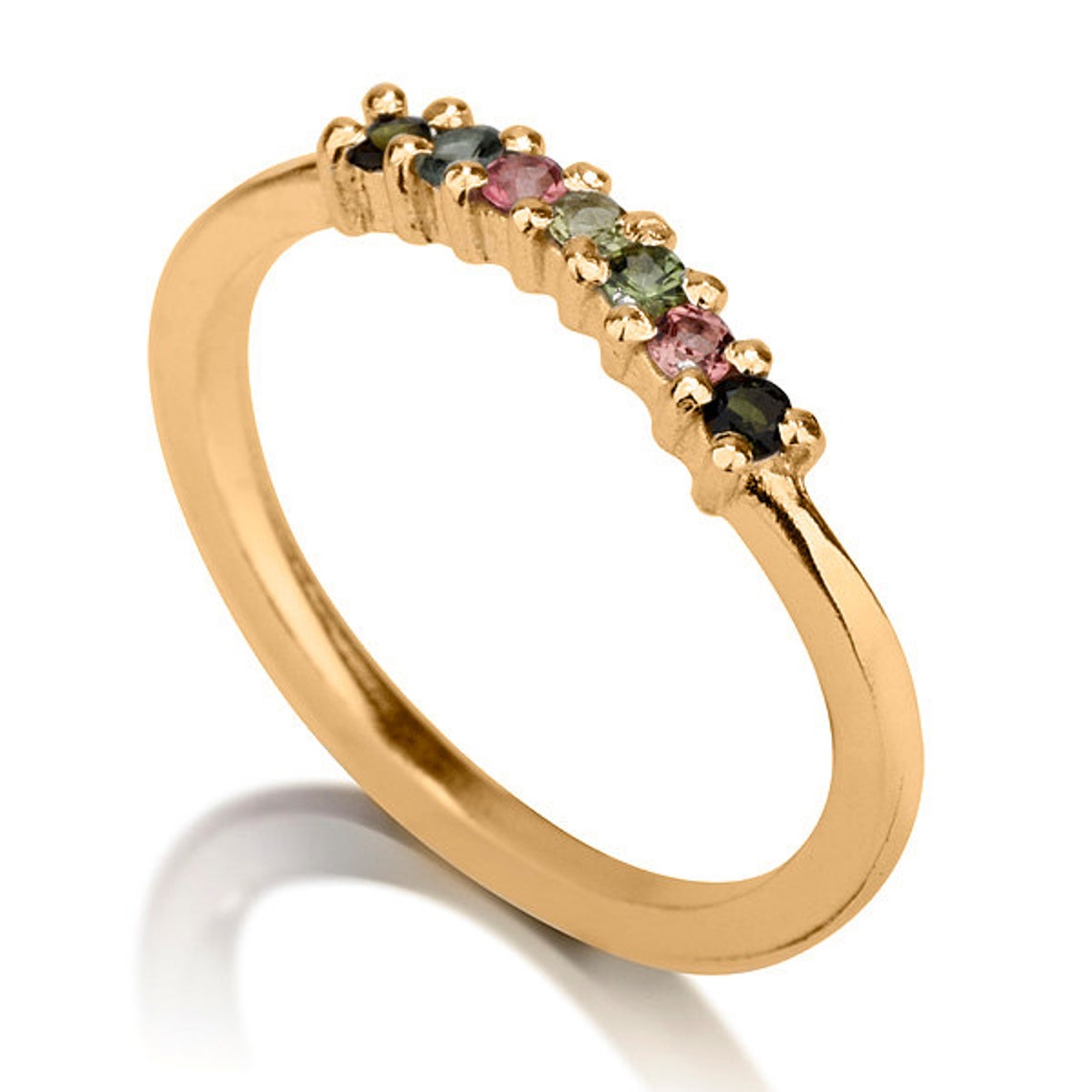 14K Gold Engagement Tourmaline Ring , Gold Tourmaline Ring , Seven ...