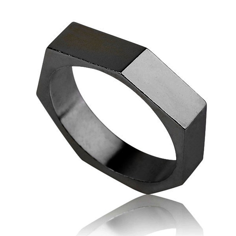 Black Friday, Nut Men Wedding Ring , Oxidized Silver Industrial Modern ...