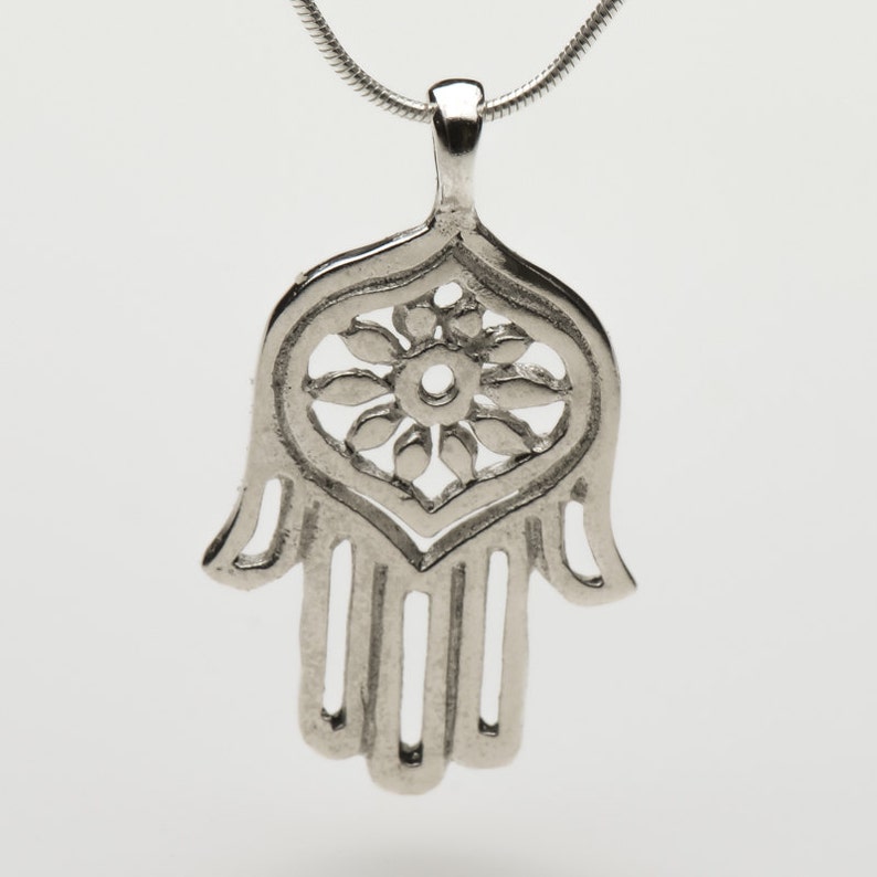 Large Hamsa Necklace,sterling Silver Hamsa Pendant Necklace,evil Eye ...